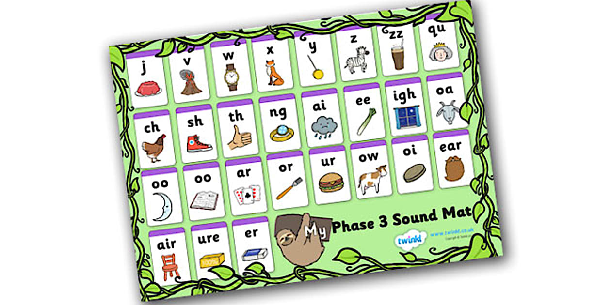 Cursive Jungle Themed Phase 3 Sound Mat (teacher made)