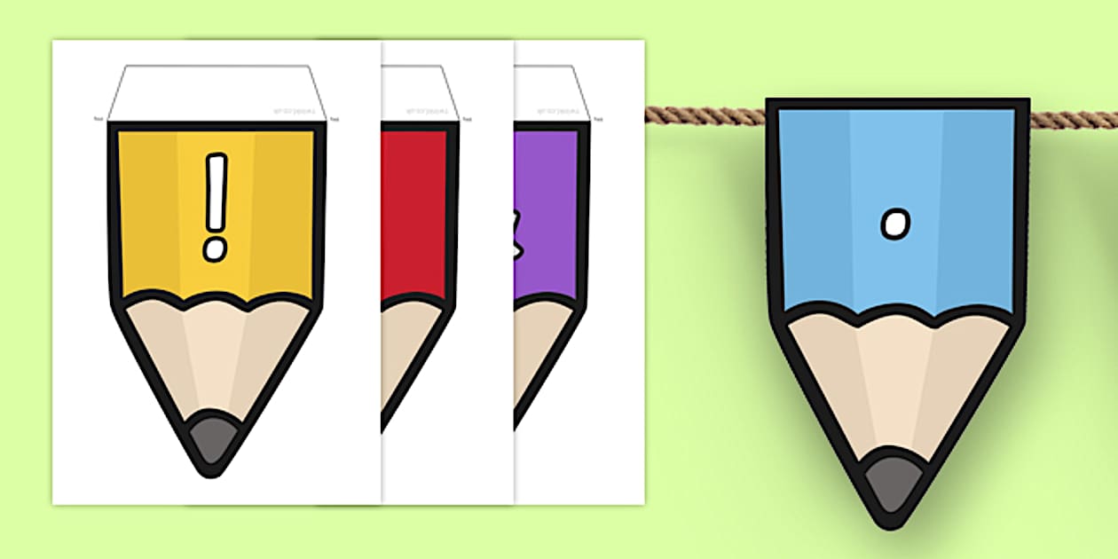 Punctuation on Pencil Bunting — KS1 Resources - Twinkl