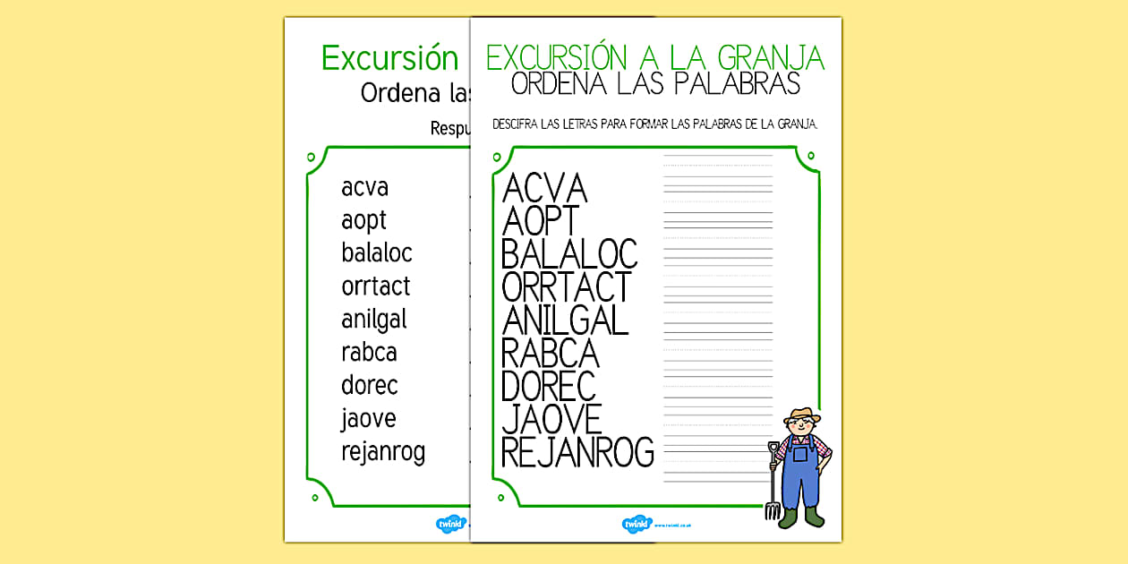 Nuestra excursión a la granja escuela ficha de ordenar palabras