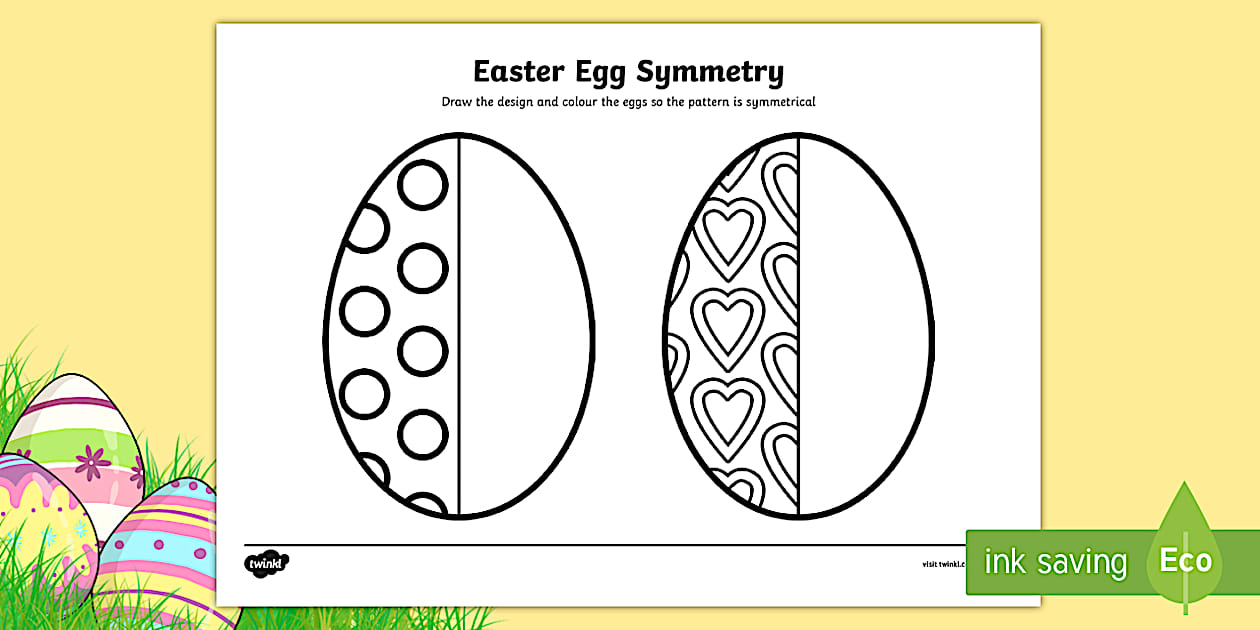 Editable Easter Egg Symmetry Sheets (teacher made) - Twinkl