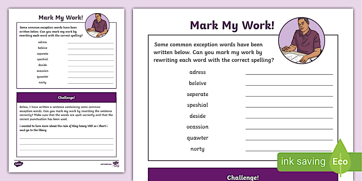 Mark My Work! Year 3 and 4 Statutory Spellings,cew - Twinkl