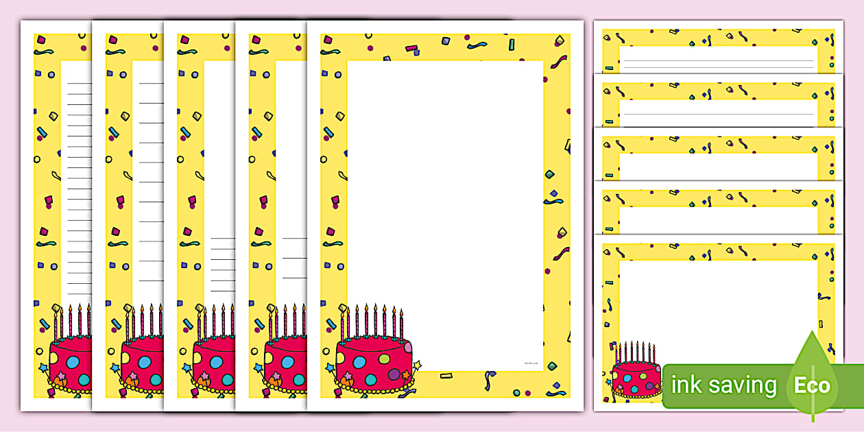Birthday Cake Page Border - Primary Resources