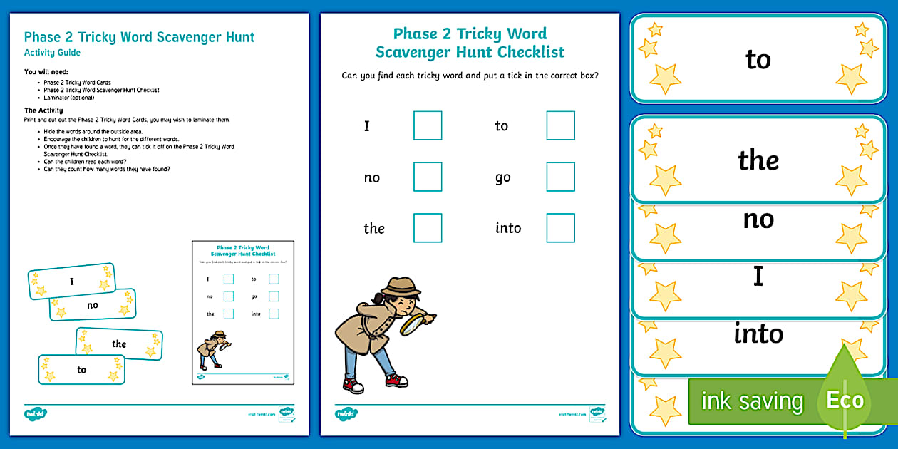 Phase 2 Tricky Word Scavenger Hunt - Twinkl