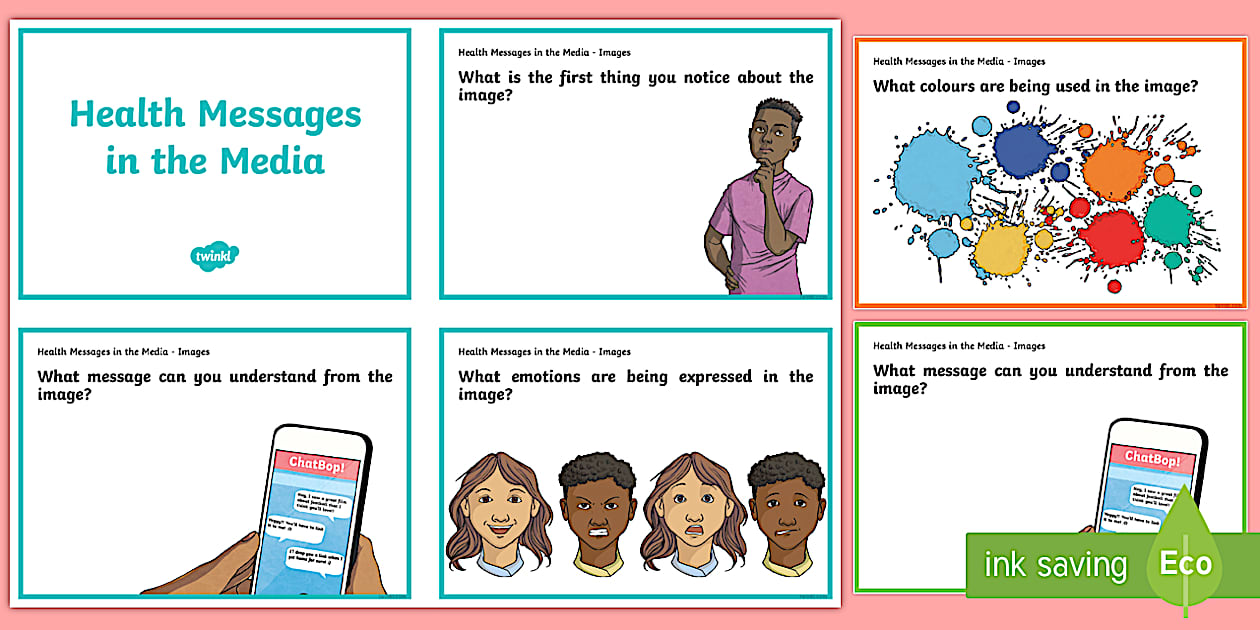 Health Messages in the Media - Image Question Cards - Twinkl
