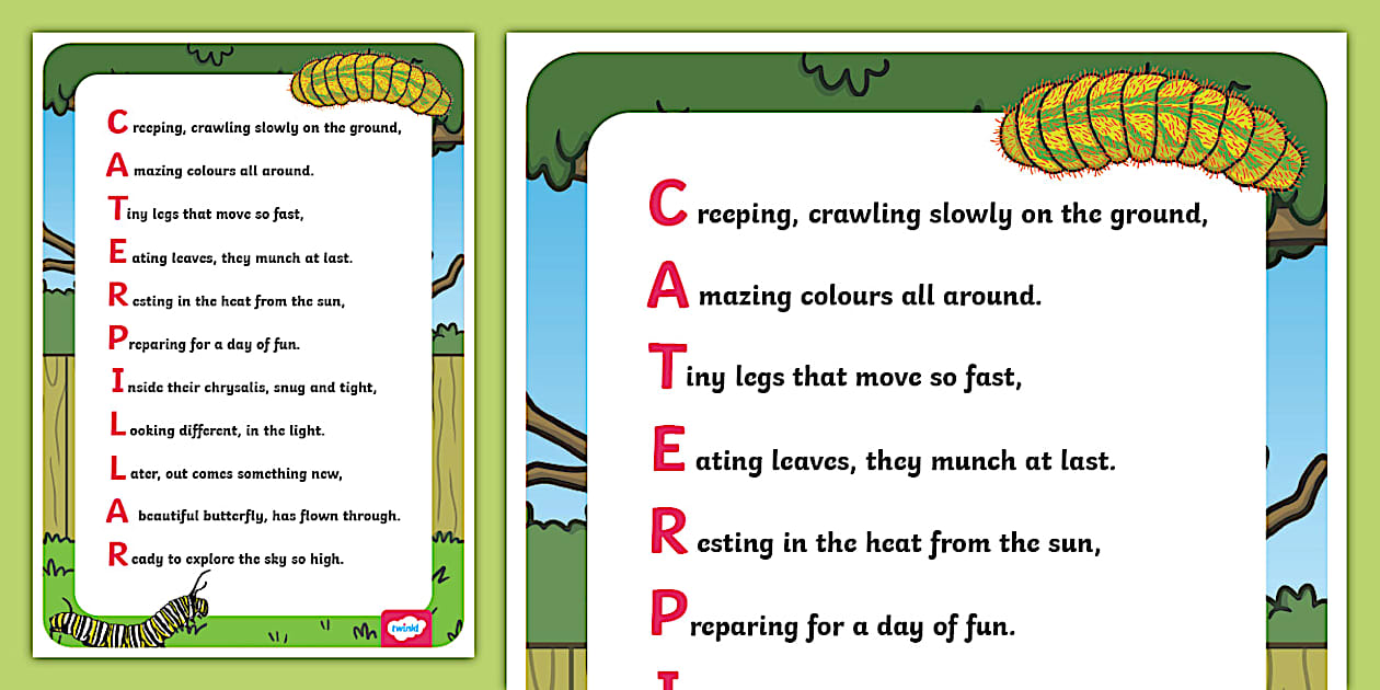 Caterpillar Acrostic Poem Example (teacher made) - Twinkl