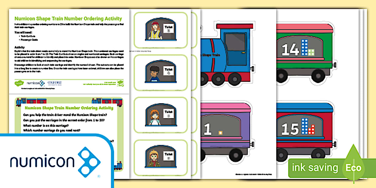 👉 Numicon Shape Ordering Activity - 1-20 - Order the Trains