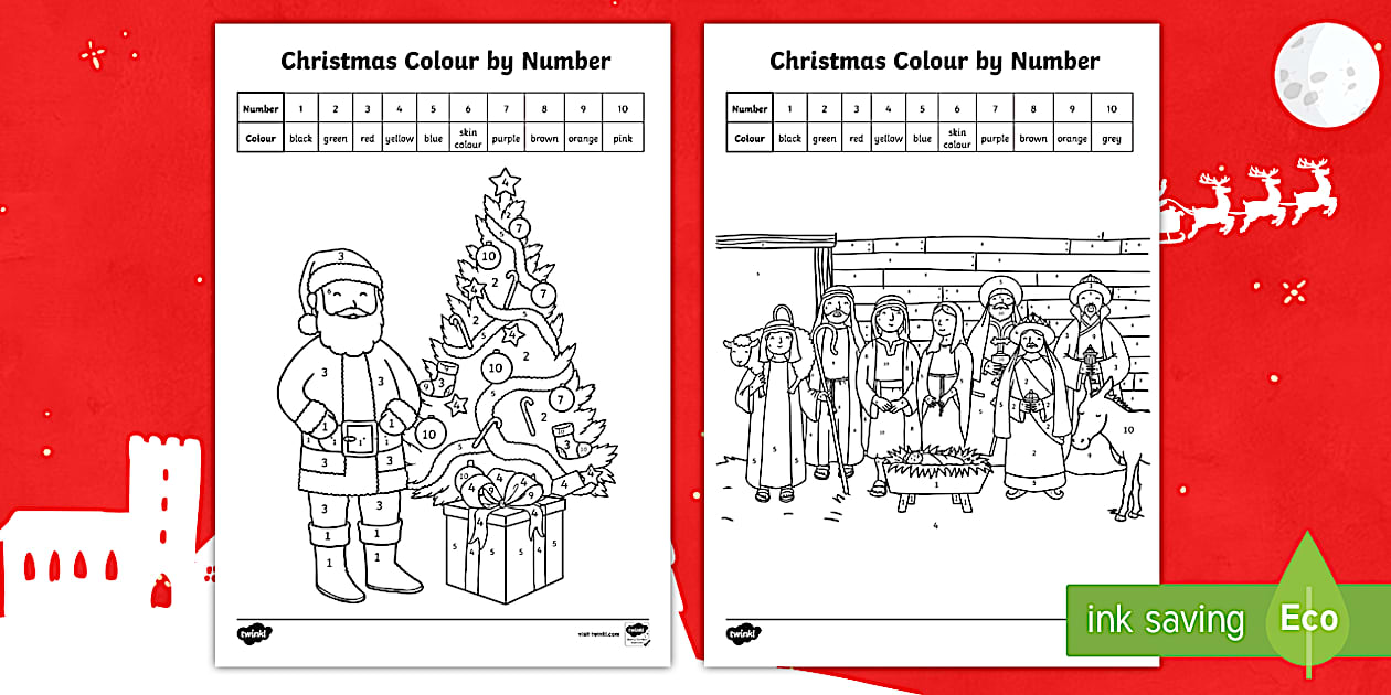 Foundation Phase Christmas Colour By Number Colouring Pages