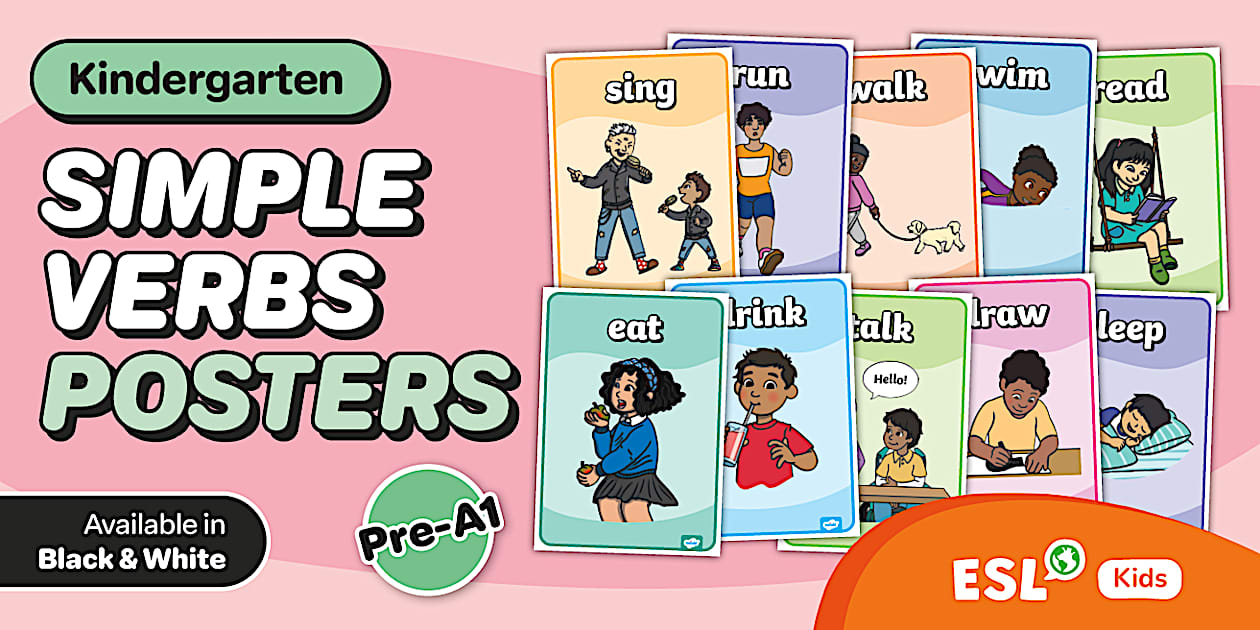 ESL Basic Verbs Posters for Kids