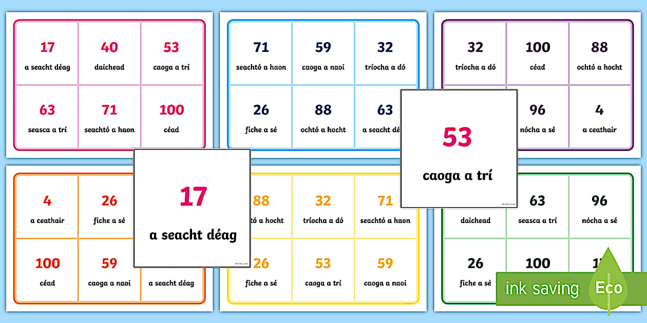 0-100 Bingo Gaeilge