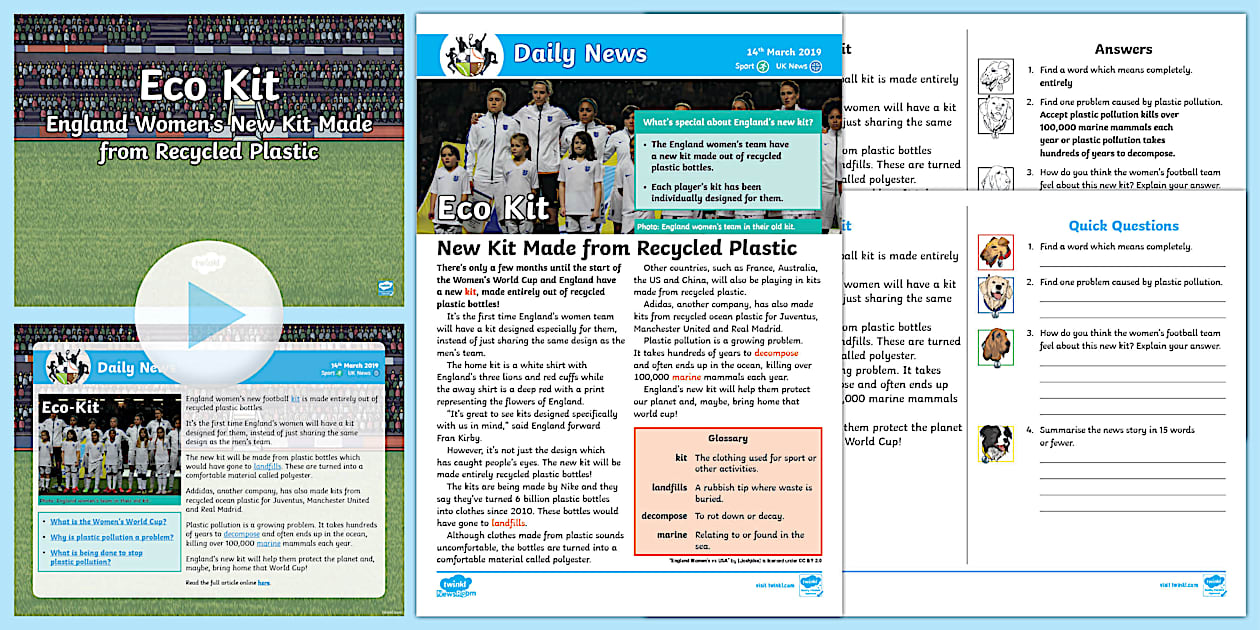 LKS2 Recycled Football Kit Daily News Resource Pack - Twinkl
