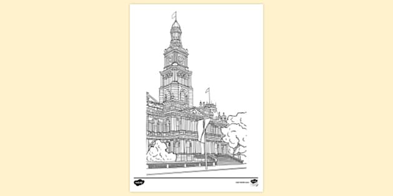 Sydney Town Hall Colouring | Colouring Sheets