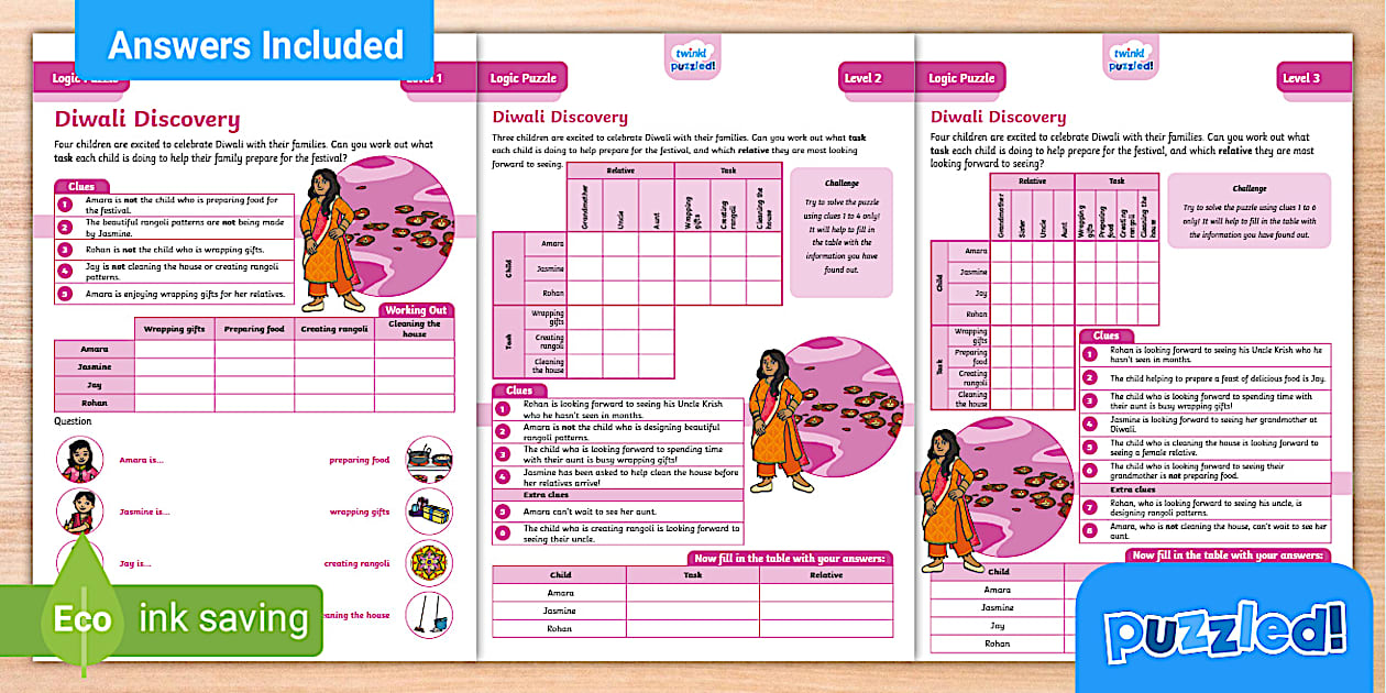 Fun Diwali Logic Puzzle Pack - Twinkl - Kids Puzzles