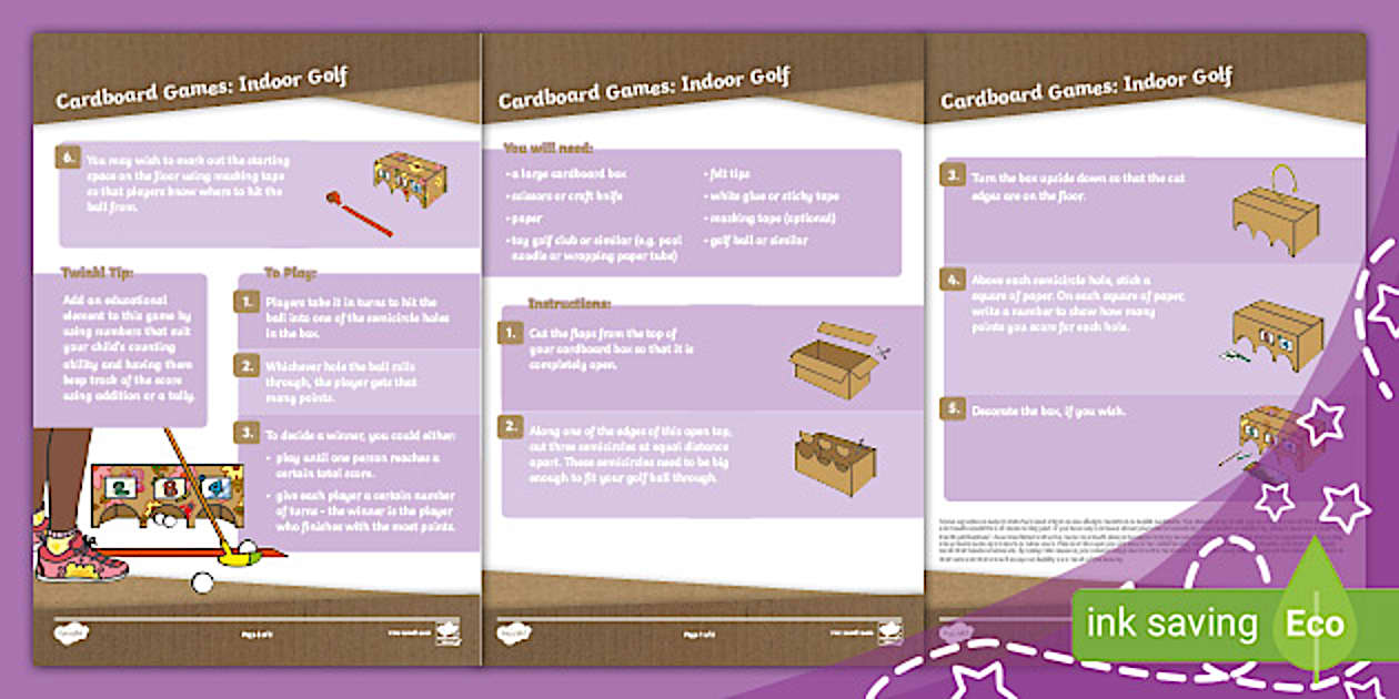 Cardboard Games: Indoor Golf (teacher made) - Twinkl