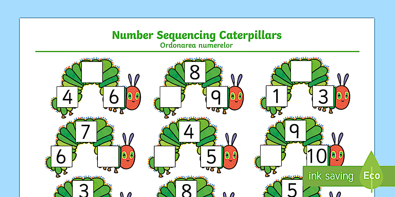 Number Sequencing Caterpillars to Support Teaching on The Very Hungry