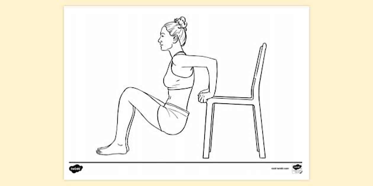 Chair Tricep Dips Colouring | Colouring Sheets - Twinkl