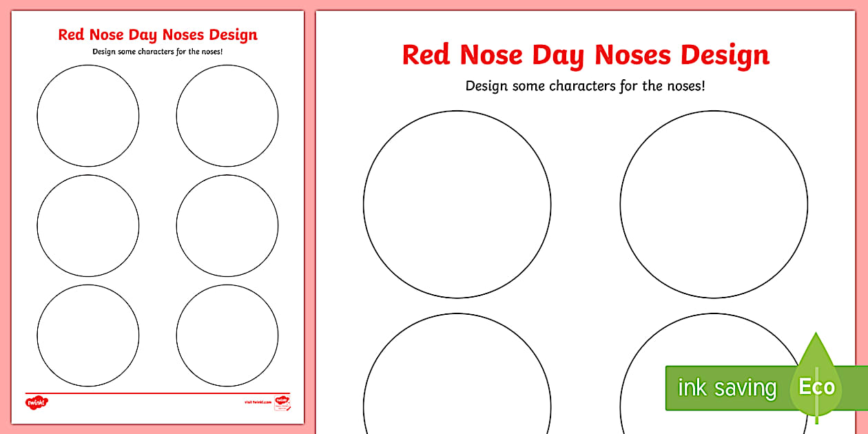 Black and White Red Nose Day Noses Design Worksheet - Twinkl