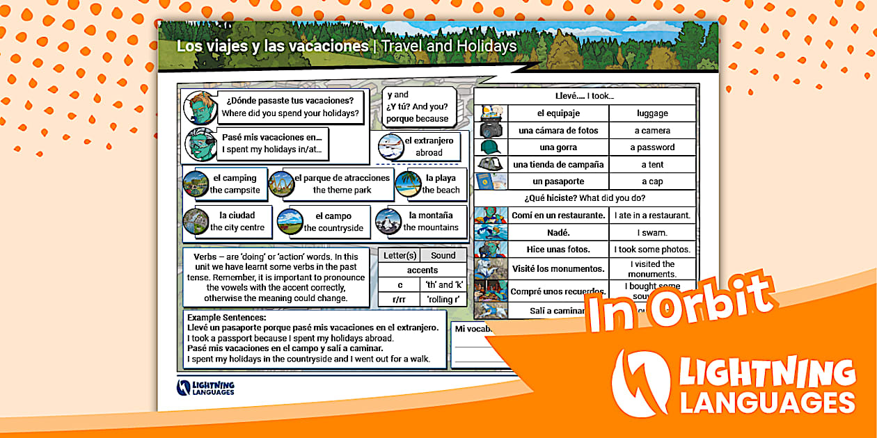 👉 Spanish Travel and Holidays Knowledge Organiser
