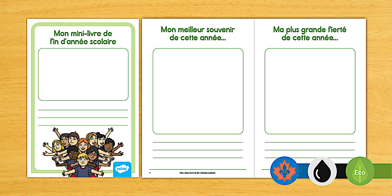 End of School Year Mini Book Writing Template French