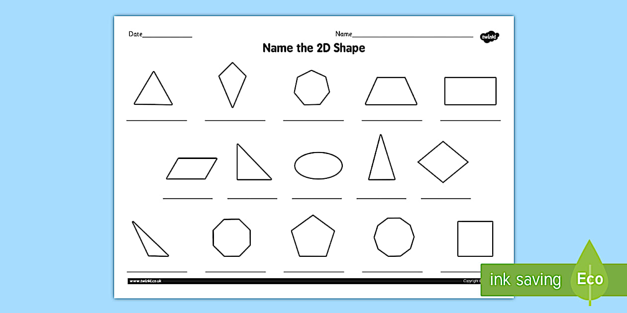 Name the 2D Shape Year 6 Worksheet - Twinkl
