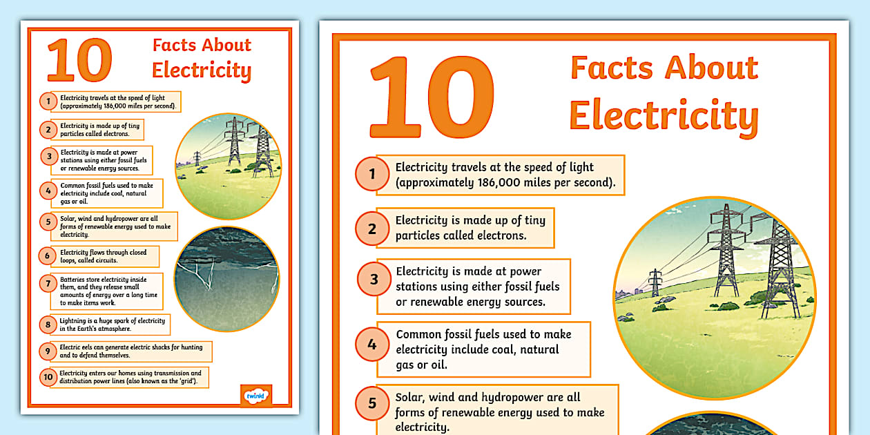 Fact Sheet: Top 10 Electricity Facts - Twinkl