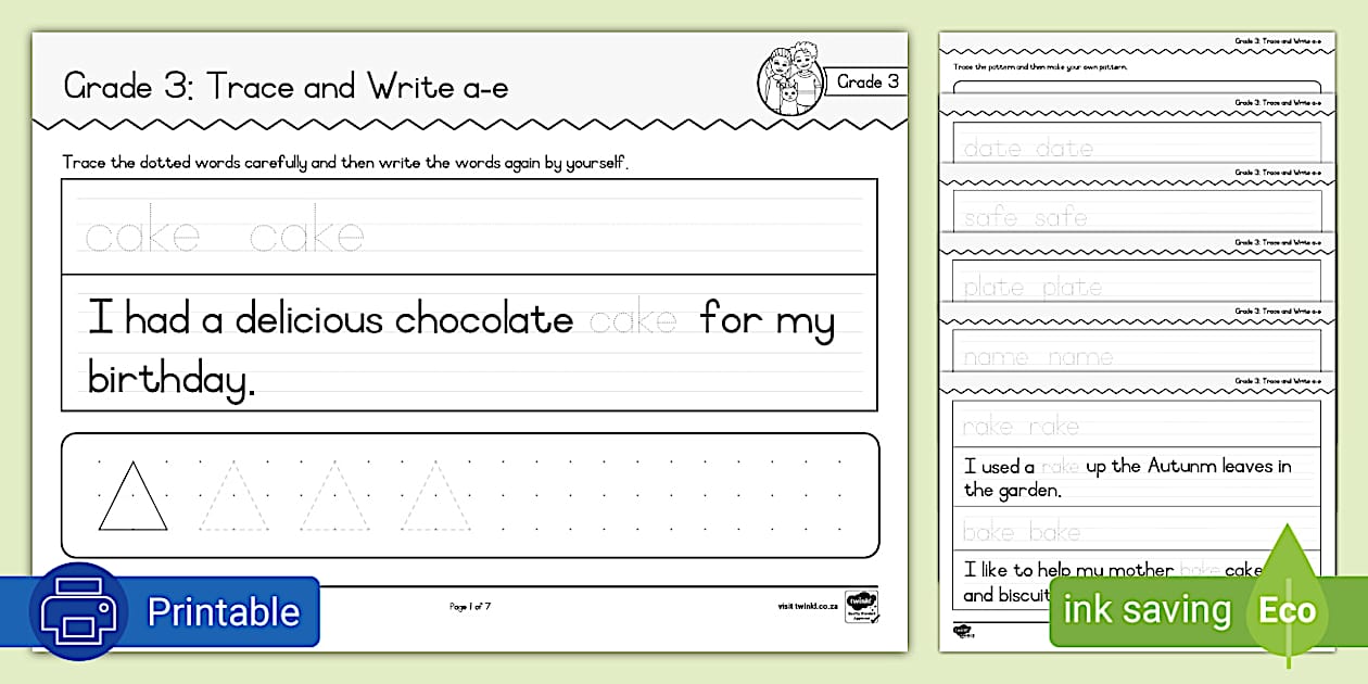 Grade 3 Trace and Write a-e (teacher made) - Twinkl