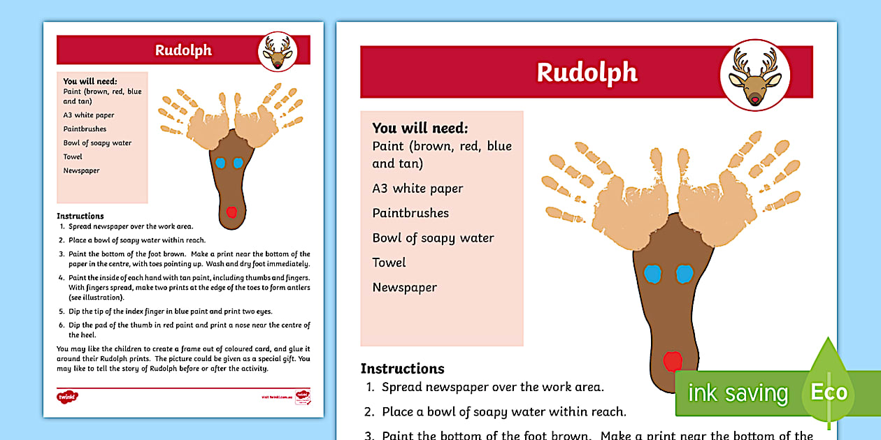 TAS Rudolph Handprint Activity (professor feito) - Twinkl