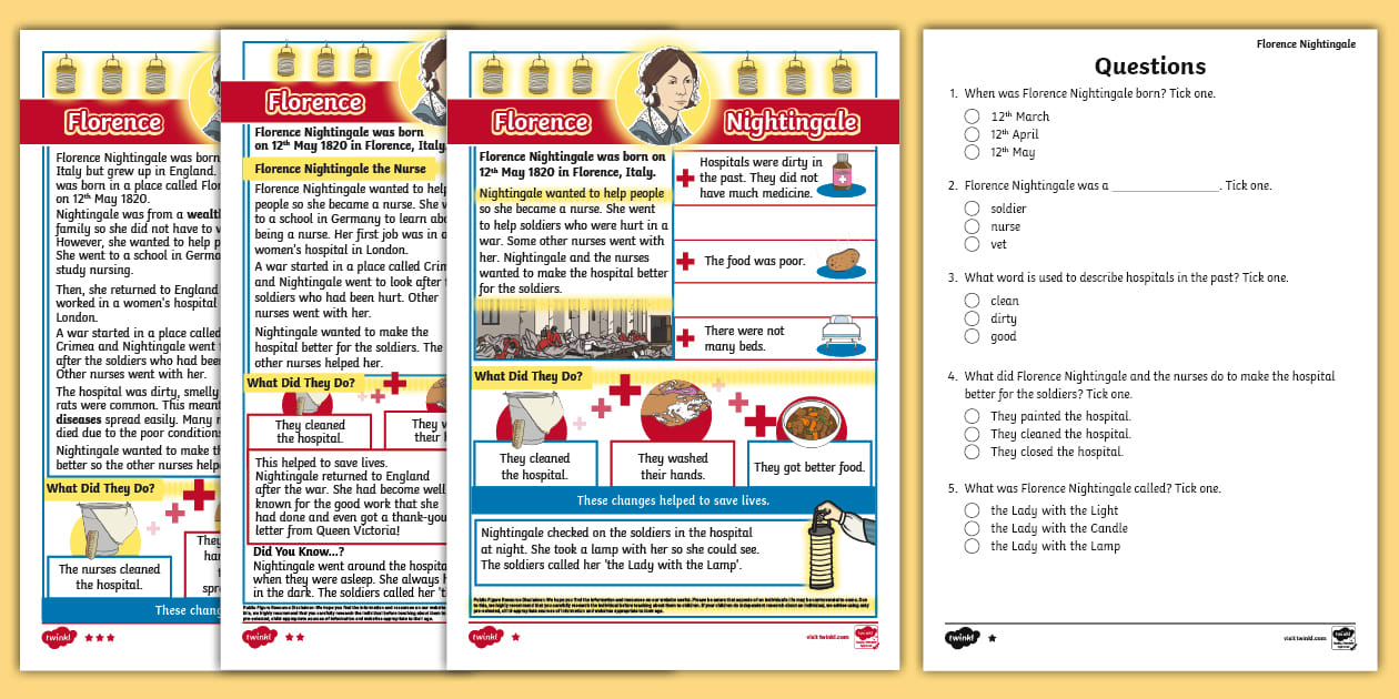 KS1 Florence Nightingale Differentiated Reading Comp