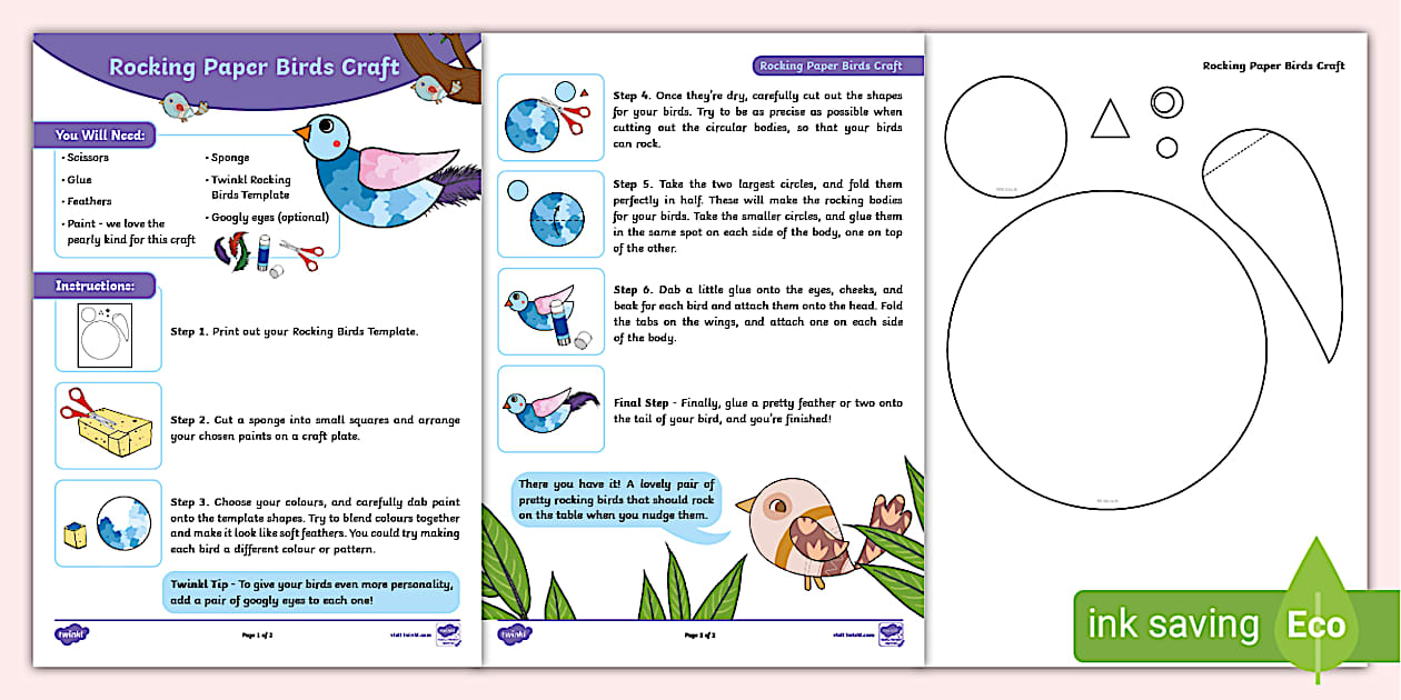 Rocking Paper Birds Craft | Twinkl | KS1 | Arts and Crafts