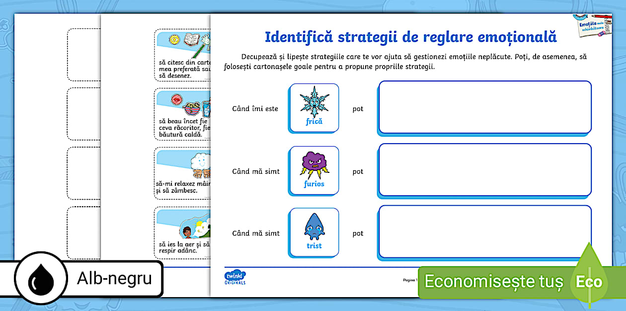 Identifică strategii de reglare emoțională – Activitate