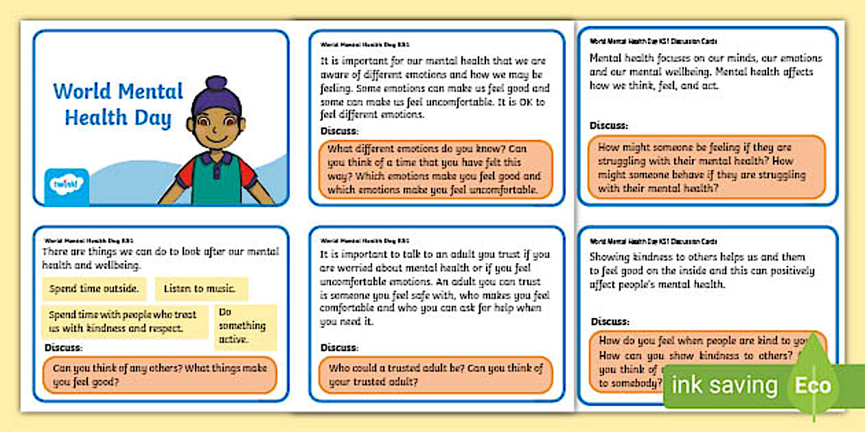 World Mental Health Day KS1 Discussion Cards - Twinkl