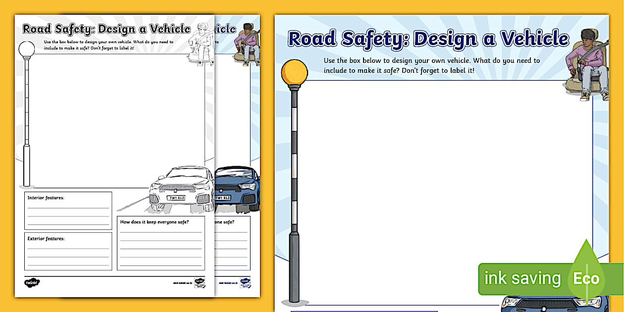 Road Safety: Design a Vehicle Worksheet (teacher made)