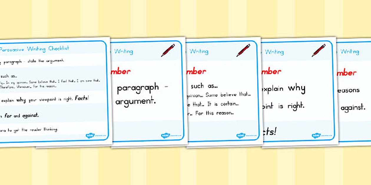 Persuasive Writing Checklist Display Posters (teacher made)