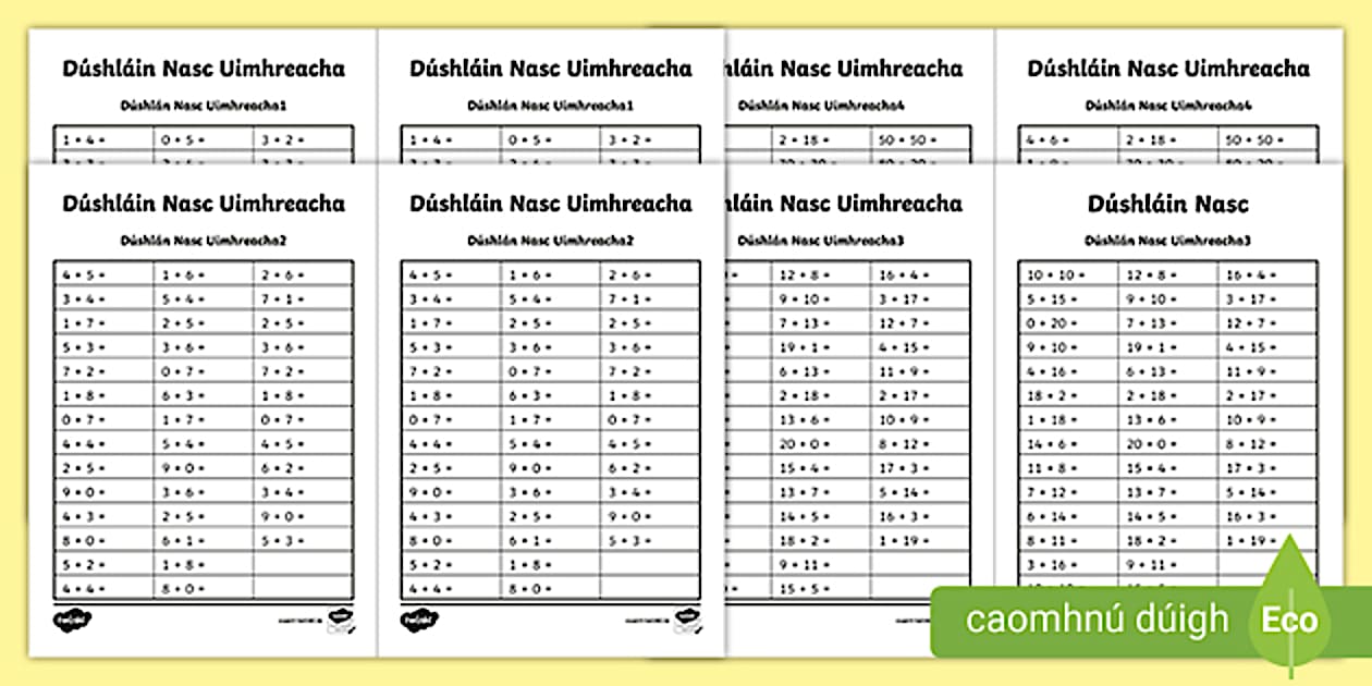 Number Bond Challenge Worksheet Gaeilge (teacher made)