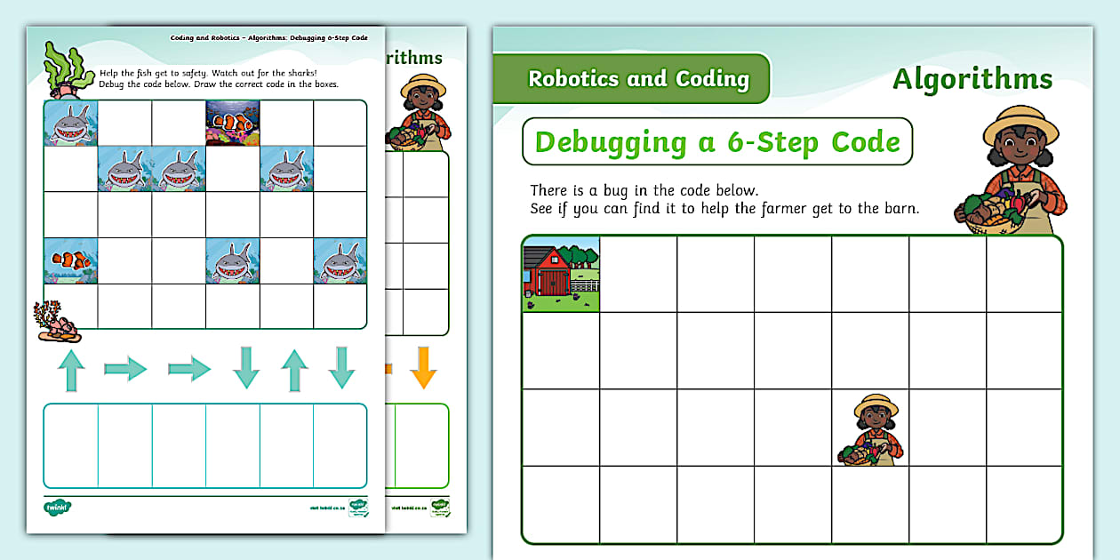 Grade R Coding and Robotics Debugging a 6 Step Code | Twinkl