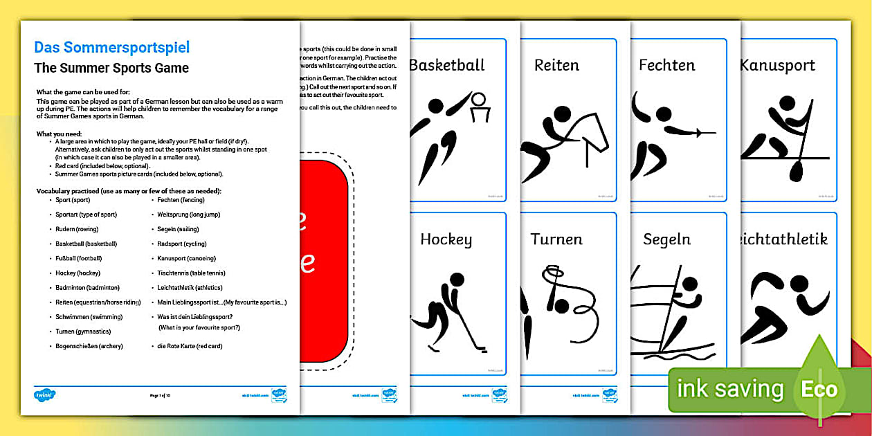 Summer Sports Game for Kids | German Language | Twinkl