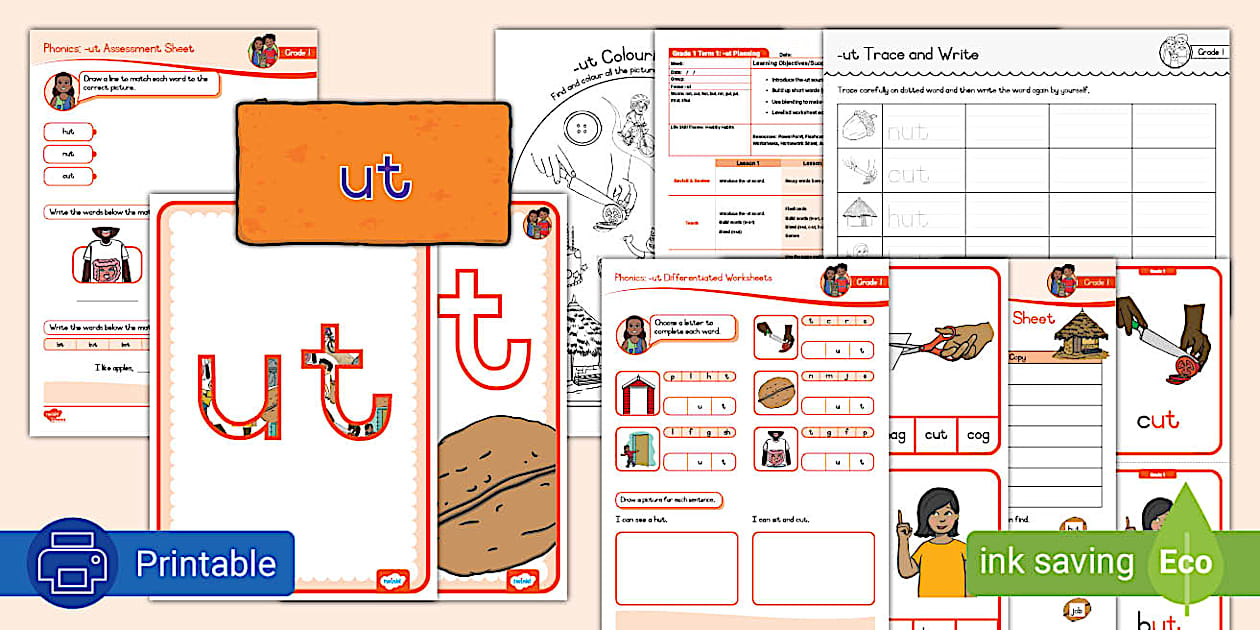 Grade 1 Phonics Pack -ut (teacher made) - Twinkl