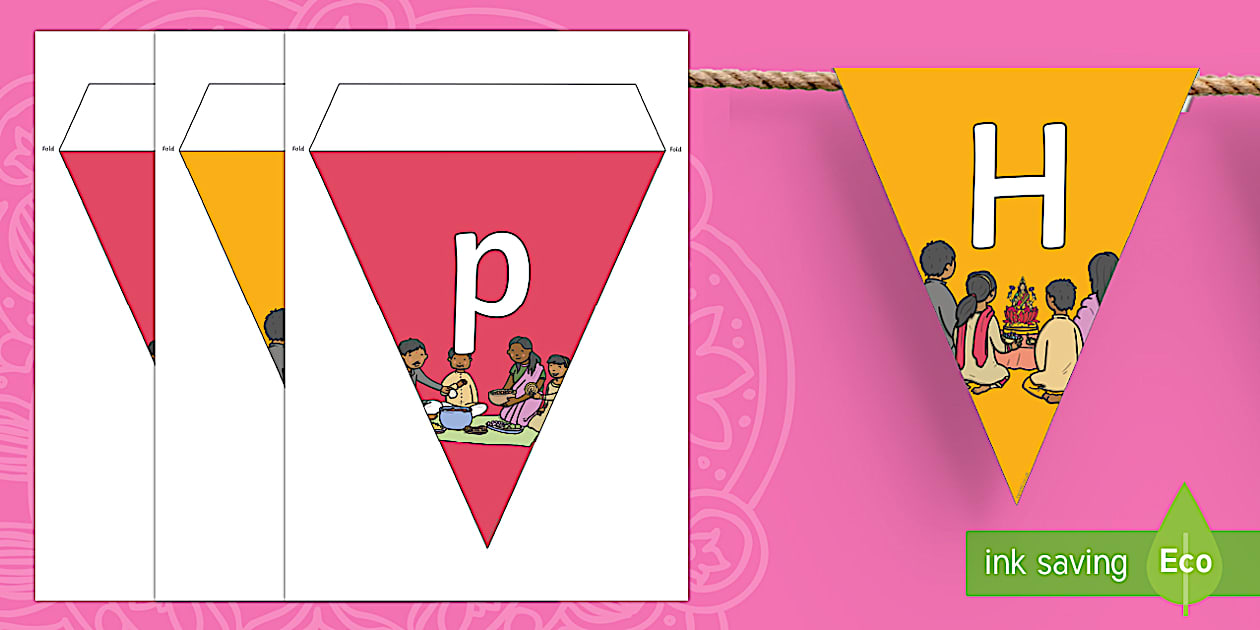 Precursive Happy Diwali Letter Display Bunting - Twinkl