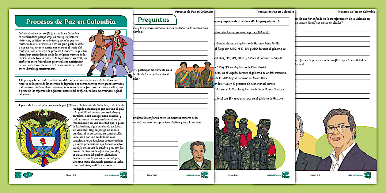 Guía de Trabajo: Procesos de Paz en Colombia - Twinkl