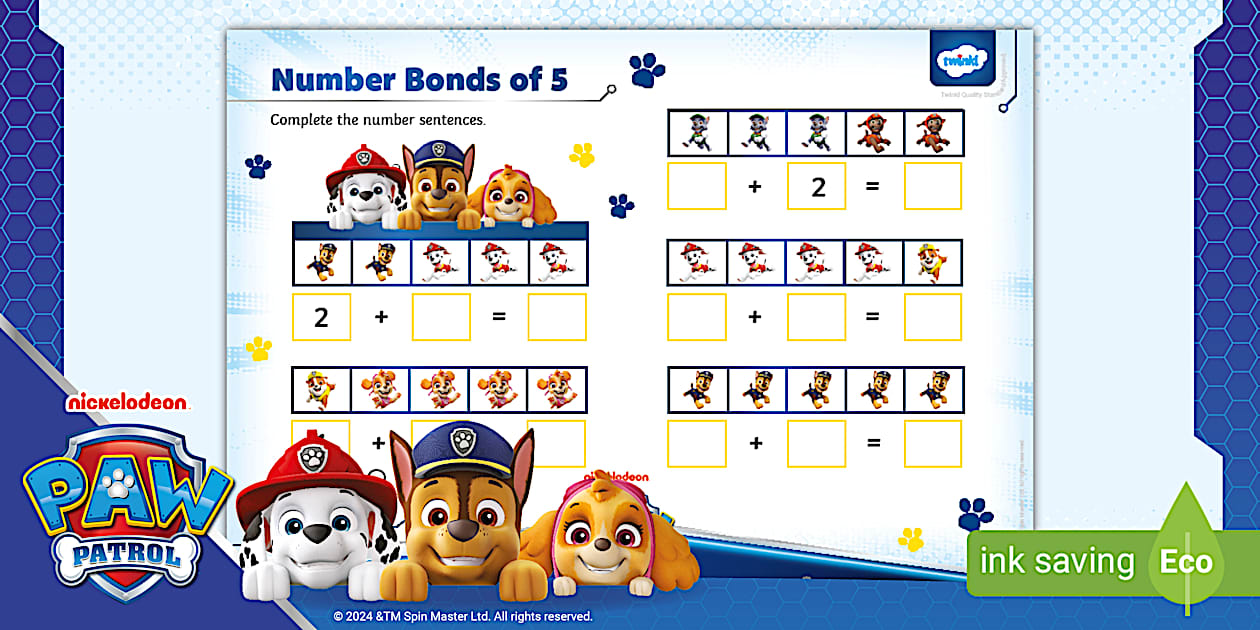 FREE! - 👉 PAW Patrol: Number Bonds to 5 Activity - Twinkl