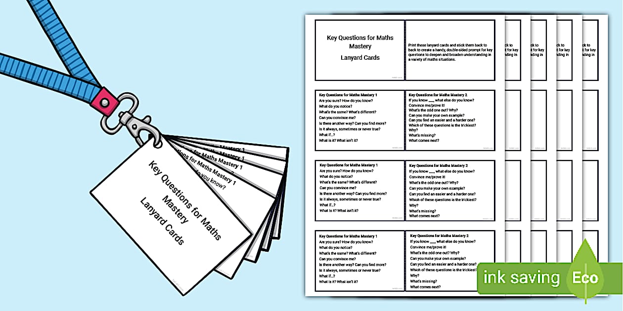 👉 Key Questions for Maths Mastery Lanyard Cards - Twinkl