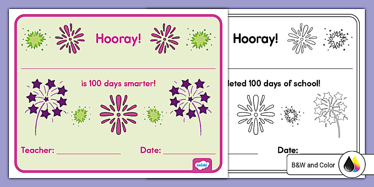 100 Day Certificate | Teaching Resource | Twinkl USA