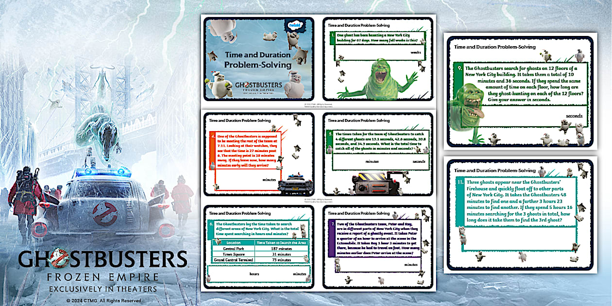 FREE! - Ghostbusters: Time and Duration Math Challenge Cards