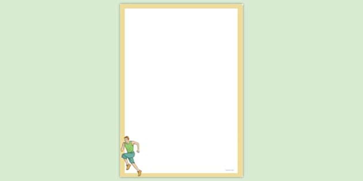 Simple Blank Athlete Running Page Border | Page Borders