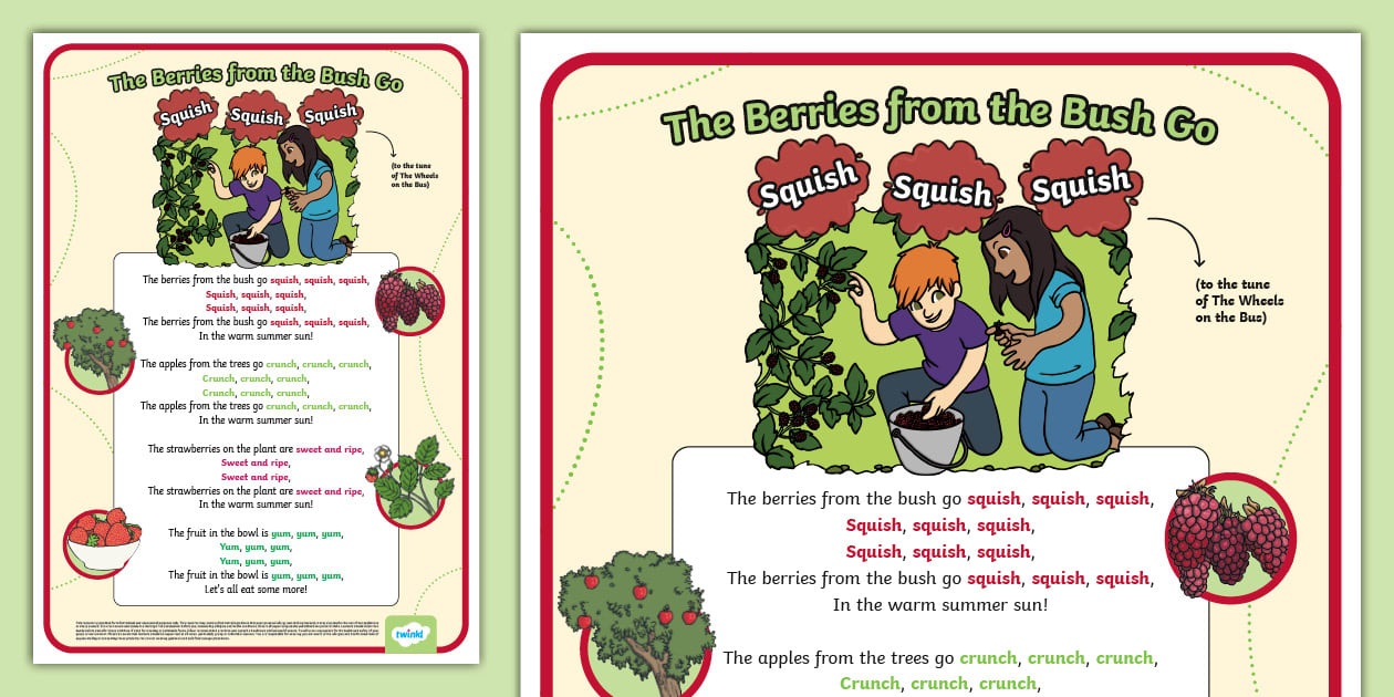The Berries from the Bush Go Squish, Squish, Squish - Twinkl