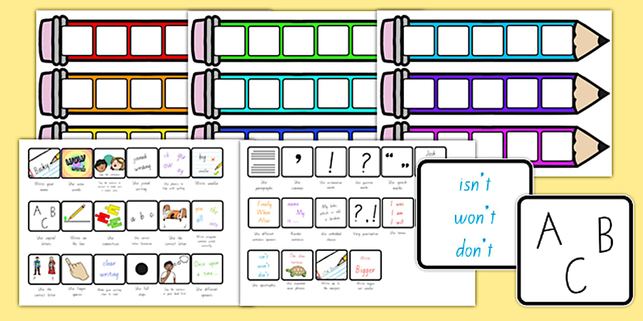 Writing Target Cards Pencils New Zealand (teacher made)