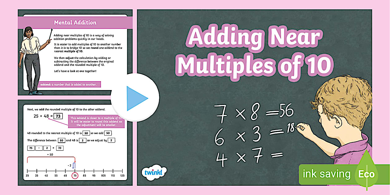 👉 Adding Near Multiples of 10 Maths PowerPoint - Twinkl - LKS2