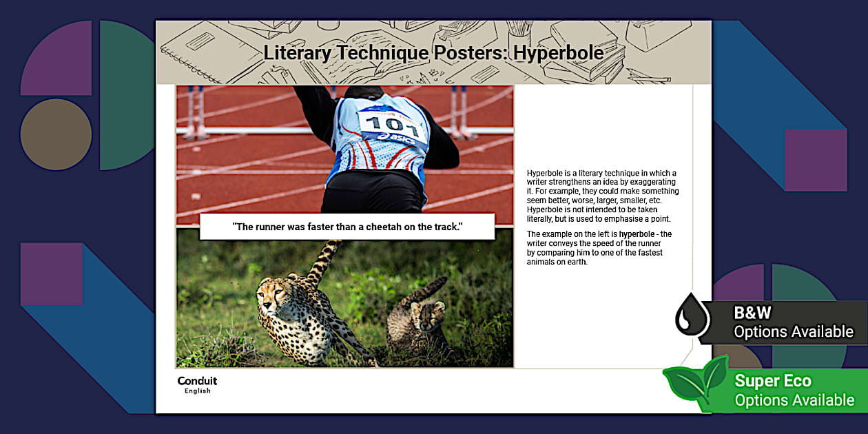 Literary Techniques Posters: Hyperbole (Teacher-Made)