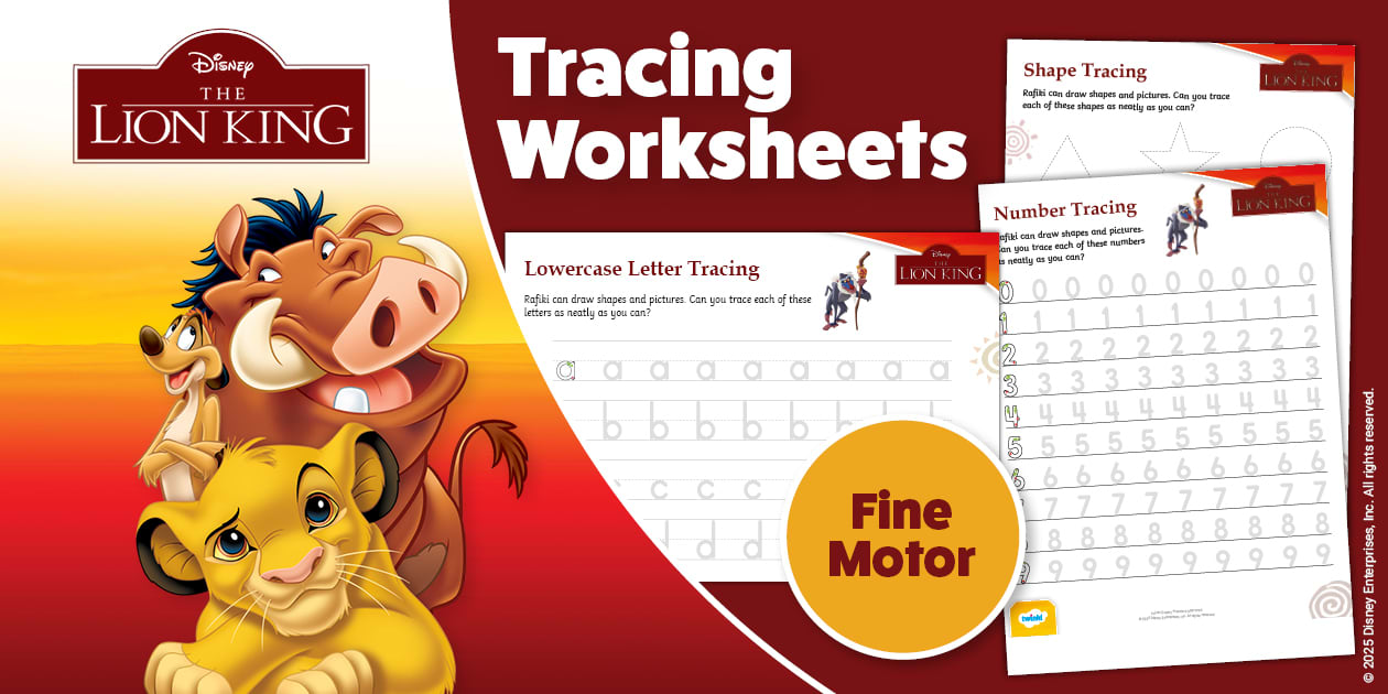 The Lion King: Letters, Numbers, and Shapes Tracing