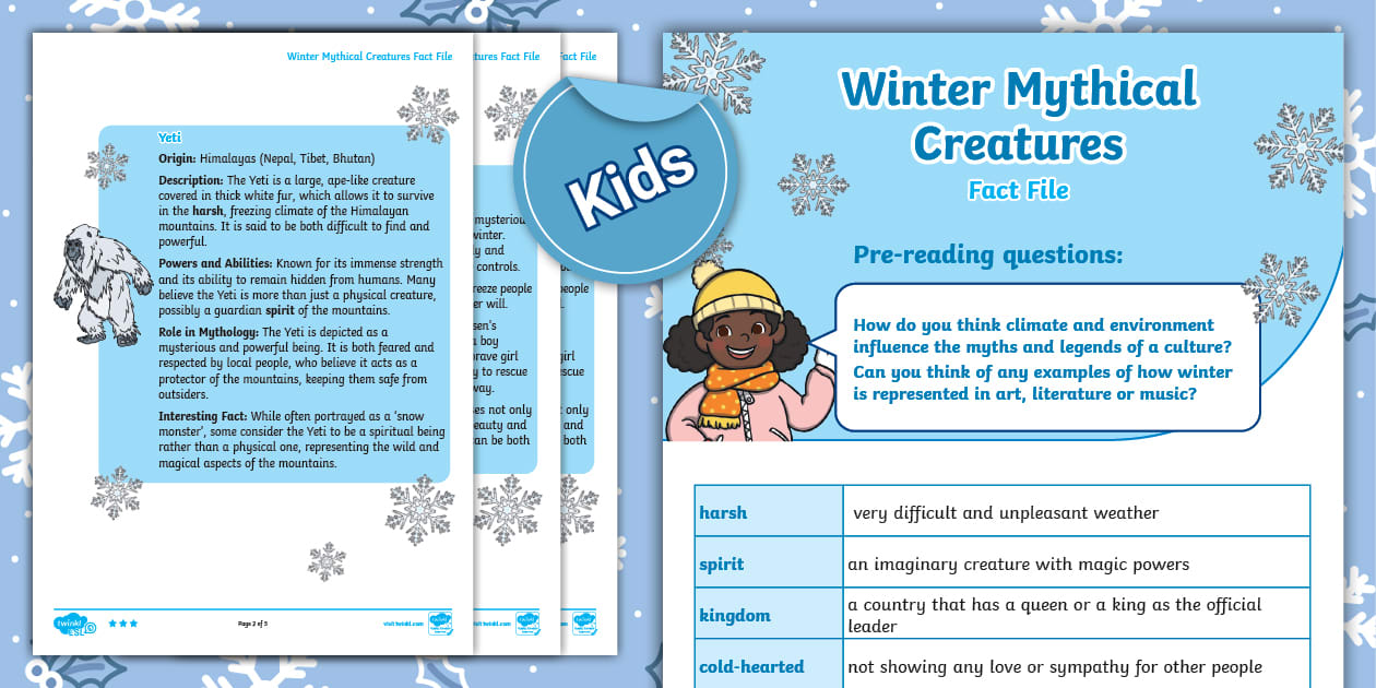 ESL Winter Mythical Creatures Fact File Differentiated Reading ...