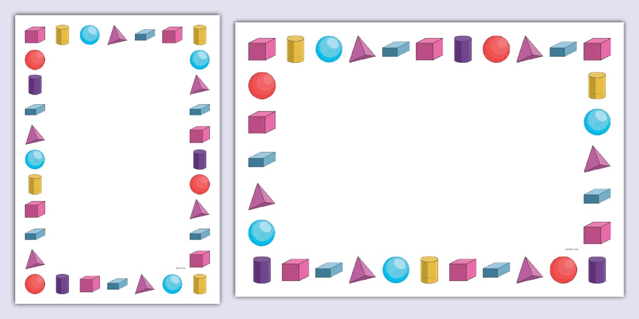 3D Shapes Page Borders (teacher made) - Twinkl